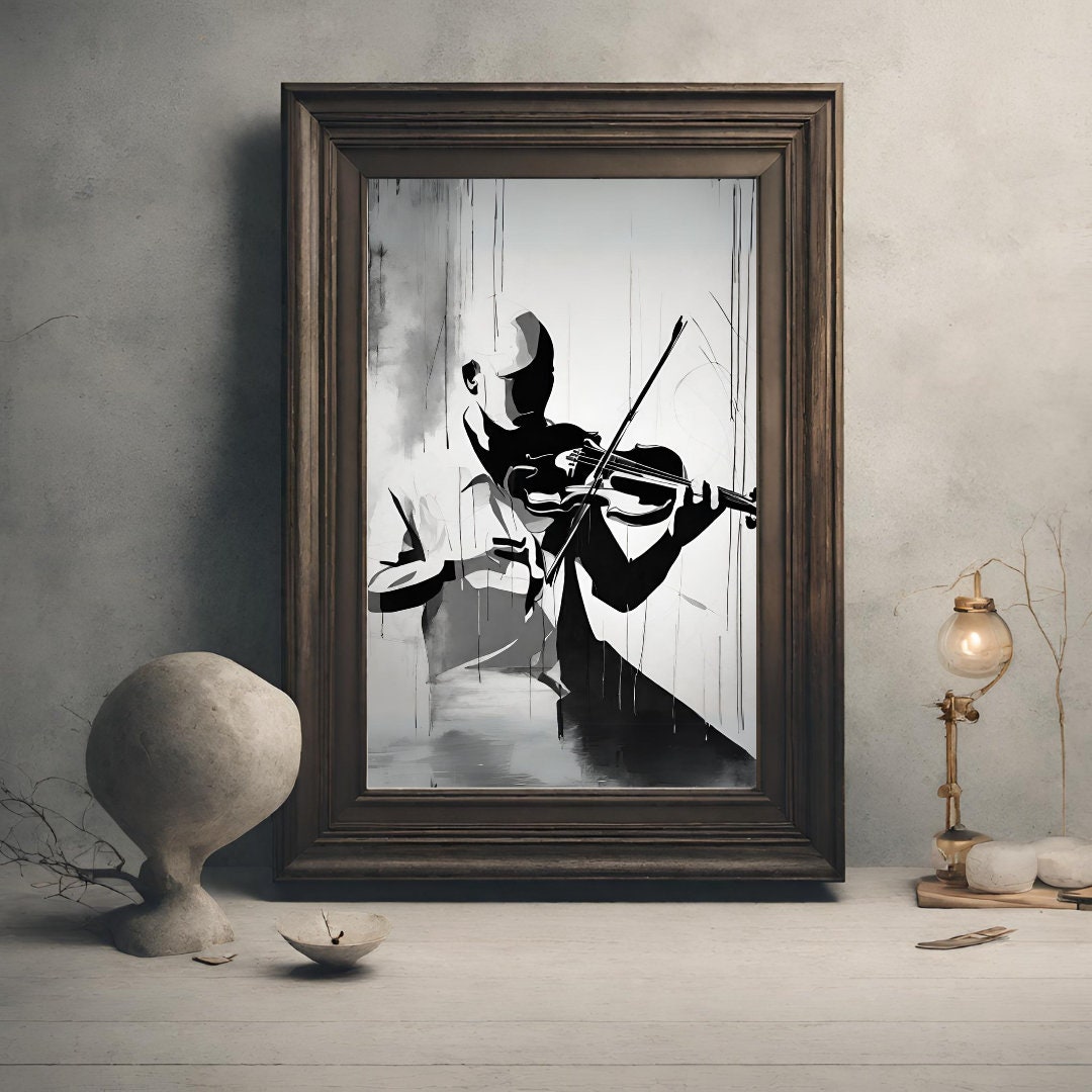 Violin Print Abstract Violin Poster Black and White Violin Print Gift ...