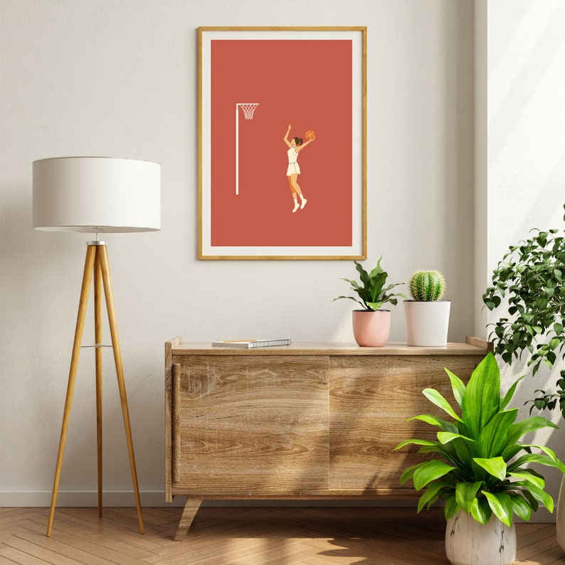 Netball Player Art Print: Minimalist Sports Poster - Etsy