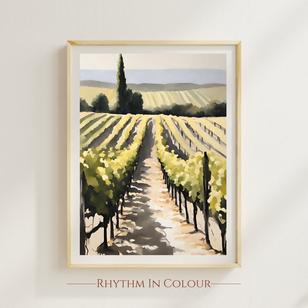 French Vineyard Watercolor Art Print: Provence Landscape Wall Art - Etsy