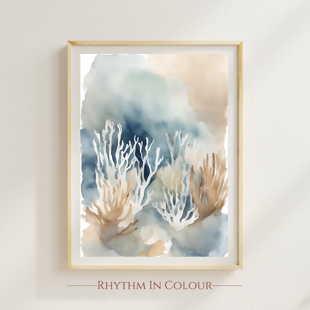 Coral Print Coral Reef Poster Watercolor Print Bathroom Wall Art Under ...
