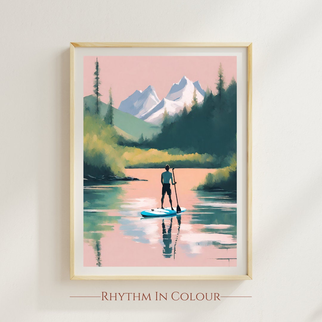 SUP Print Paddle Boarding Poster Stand up Paddle Poster Into the Water ...