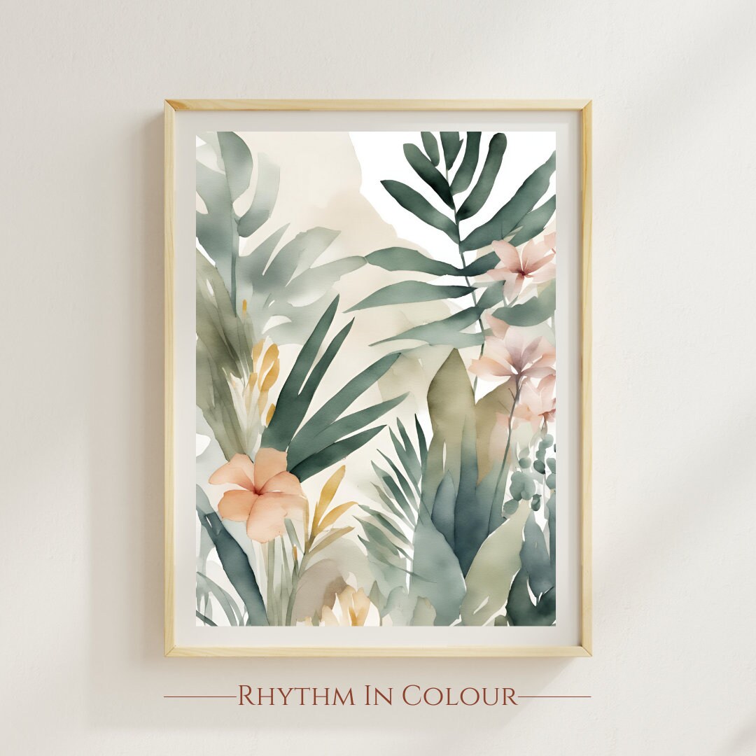 Tropical Plants Poster Green Plant Print Neutral Wall Art Boho Print ...
