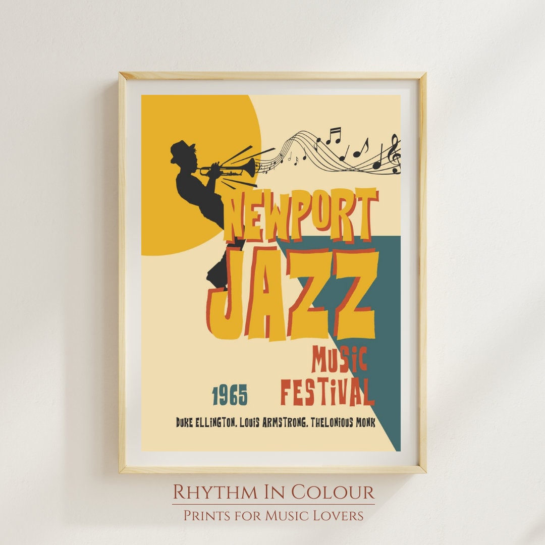 Retro Newport Jazz Music Poster Colourful Jazz Print Louis Armstrong ...