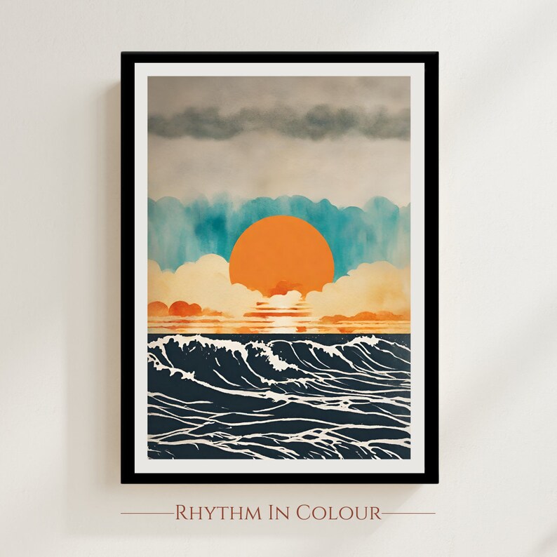 Ocean Waves Print Beach Poster Sunrise Ocean Beach Sunrise Print Ocean ...