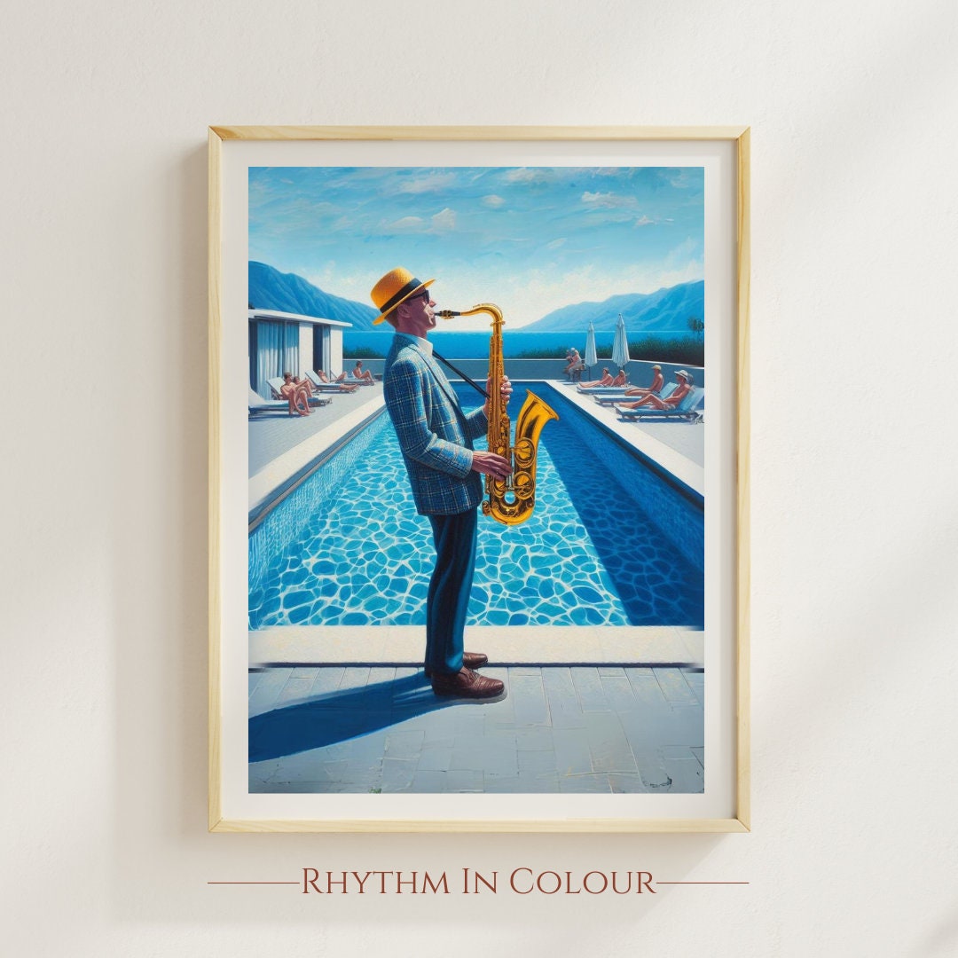 Saxophone Print Saxophonist Poster Contemporary Print Swimming Pool ...