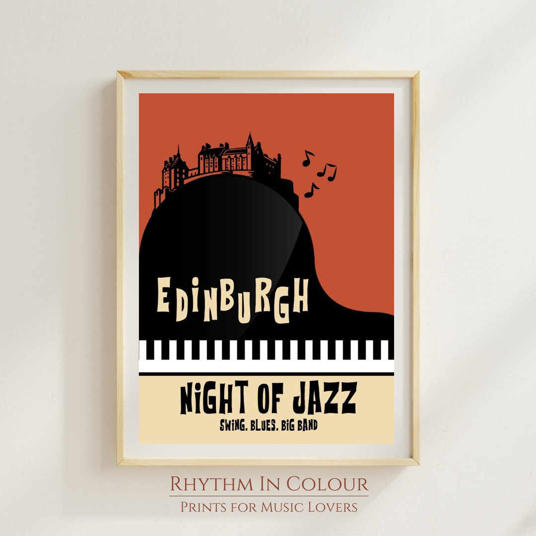 Edinburgh Jazz Print Retro Jazz Music Poster Edinburgh Jazz and Blues ...