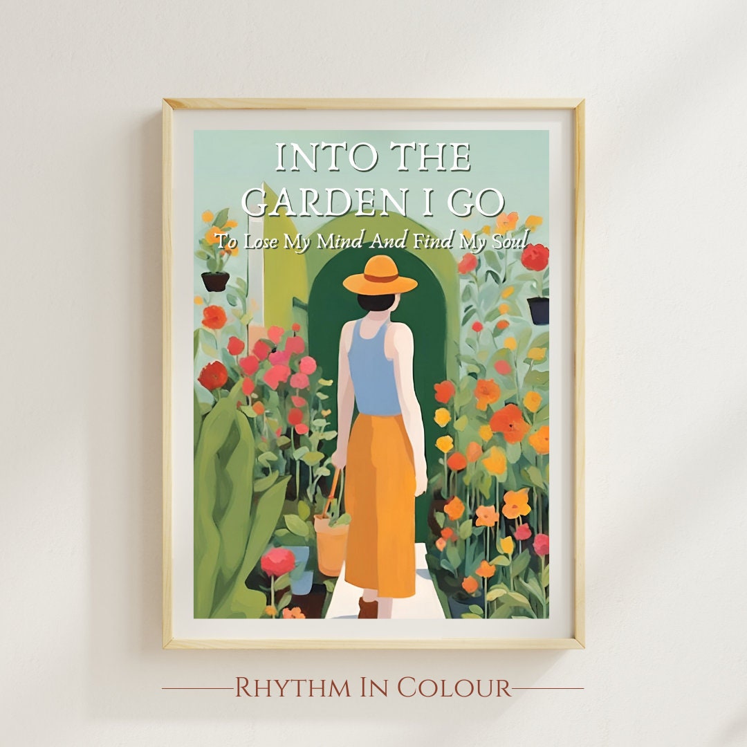 Gardening Print Minimalist Garden Poster Into the Garden I Go Painting ...