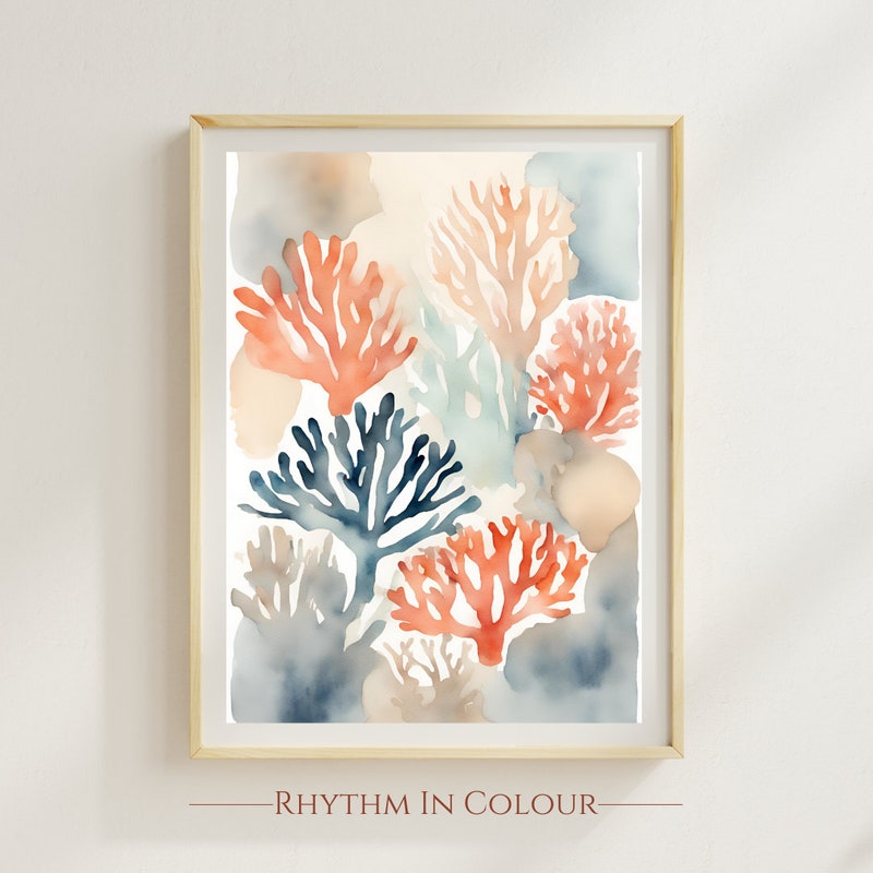 Coral Colored Sea Art - Etsy UK