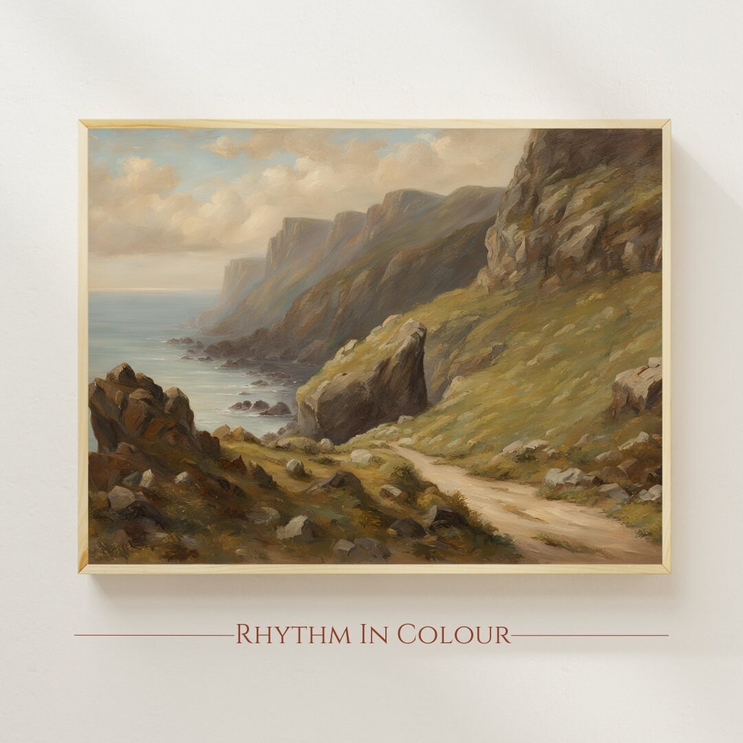 Vintage Valley of the Rocks Print: Coastal Oil Painting, Devon Art ...