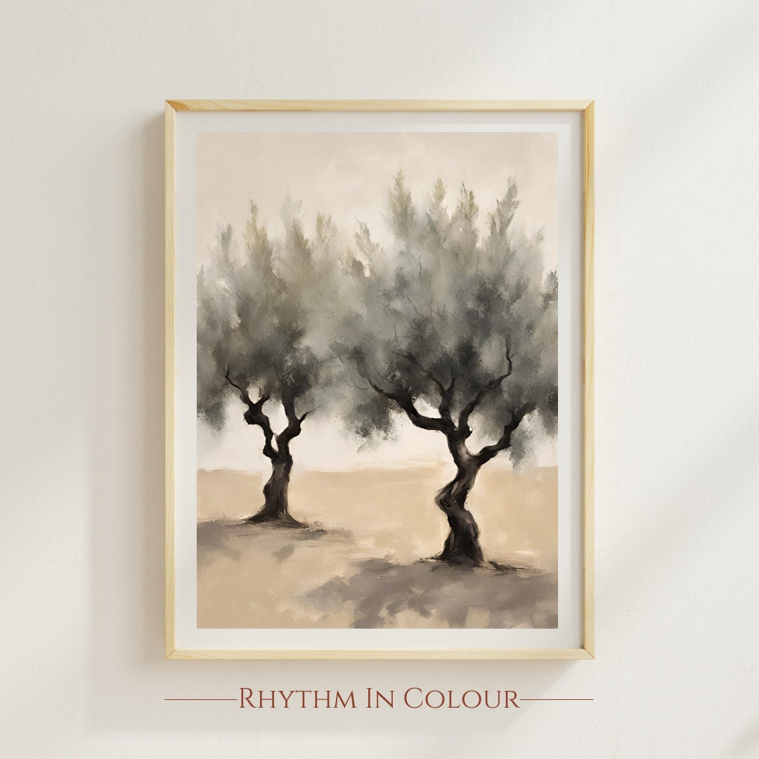 Vintage Olive Trees Painting: Mediterranean Landscape Art Print - Etsy