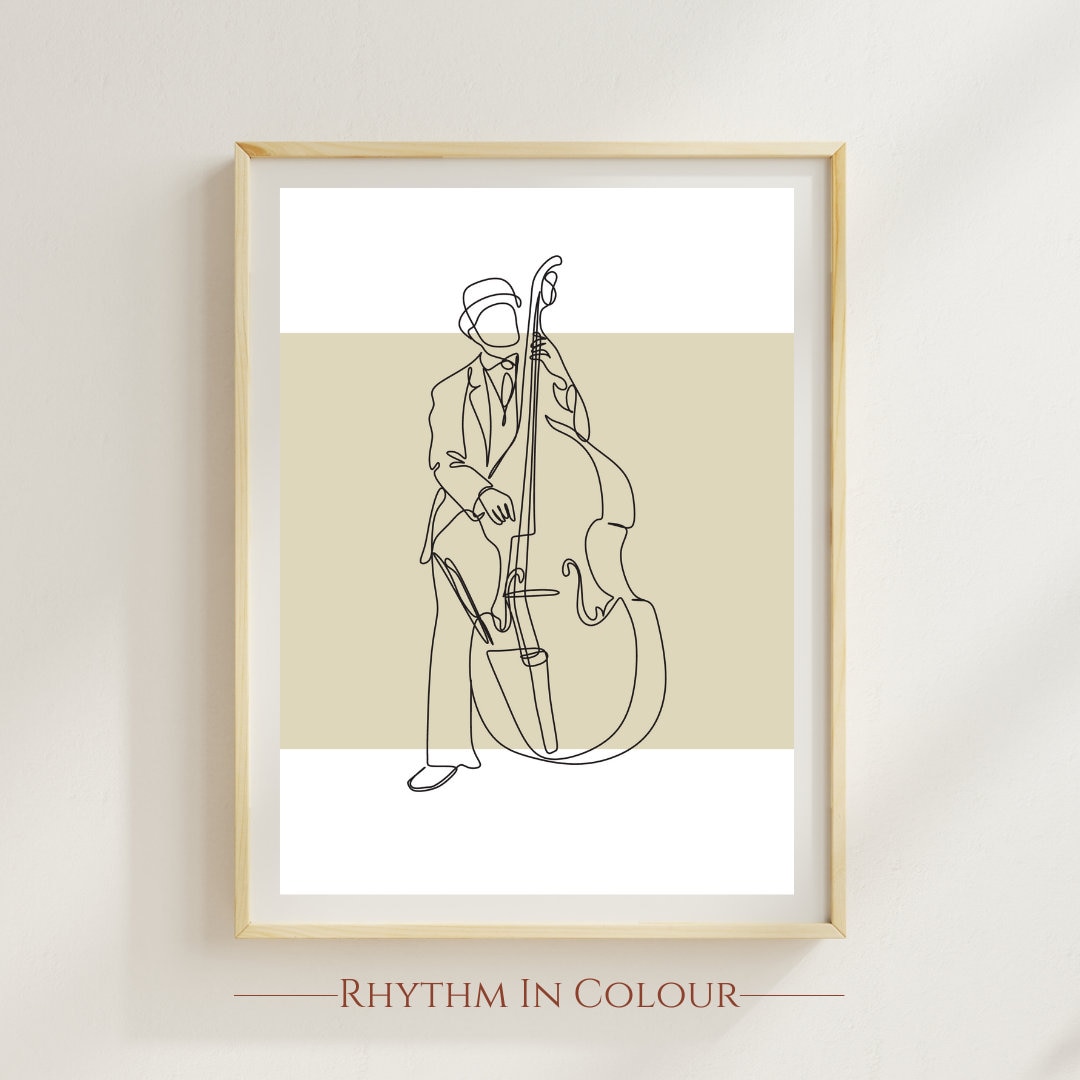 Cello Line Art Print: Minimalist Beige Music Poster - Etsy