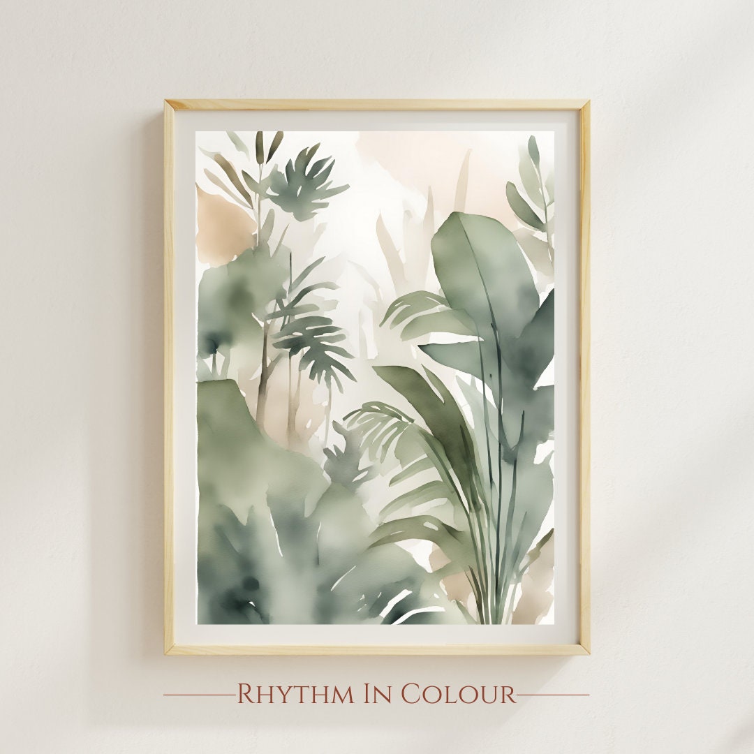 Tropical Plants Poster Green Plant Print Neutral Wall Art Boho Print ...