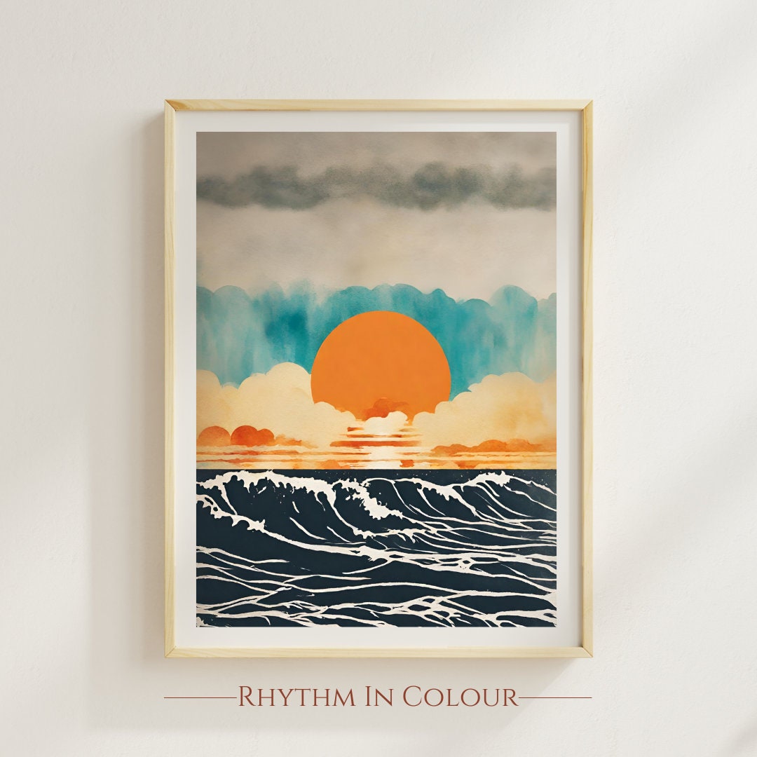 Ocean Waves Print Beach Poster Sunrise Ocean Beach Sunrise Print Ocean ...