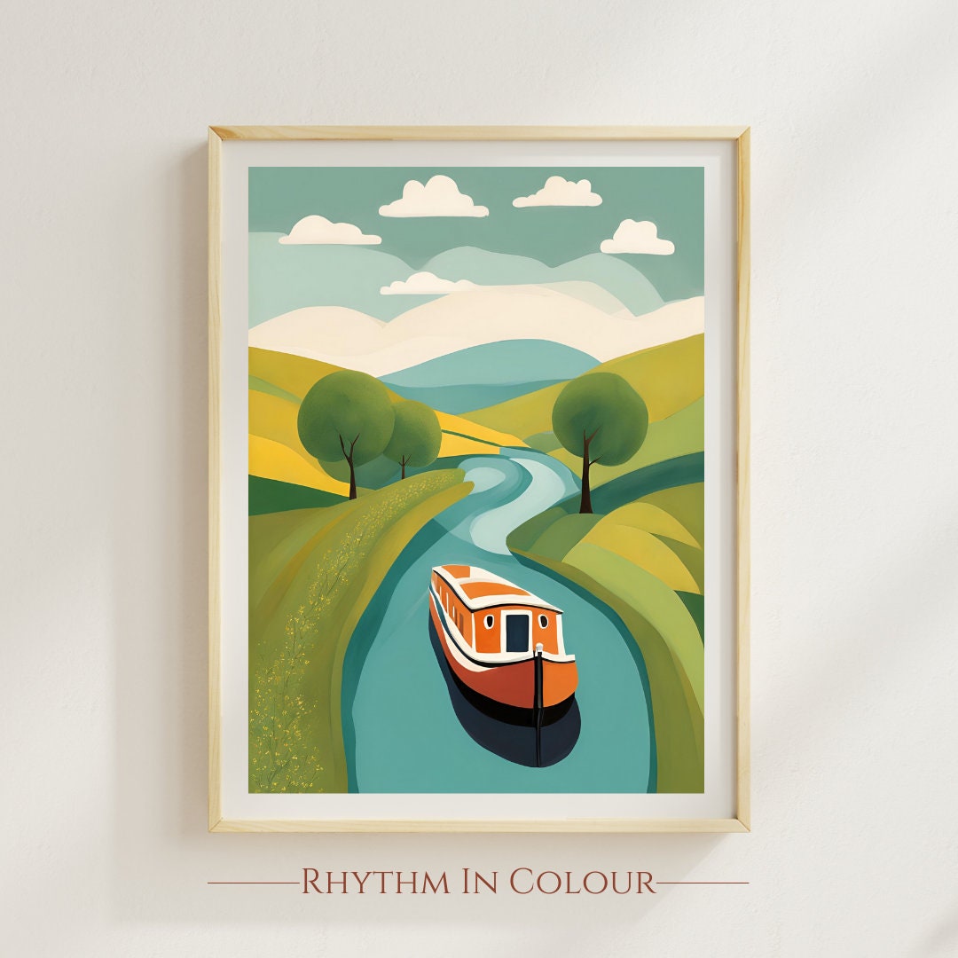 Art Print of Summer Featuring Canal Boat Wall Art Home Decor Office Art ...
