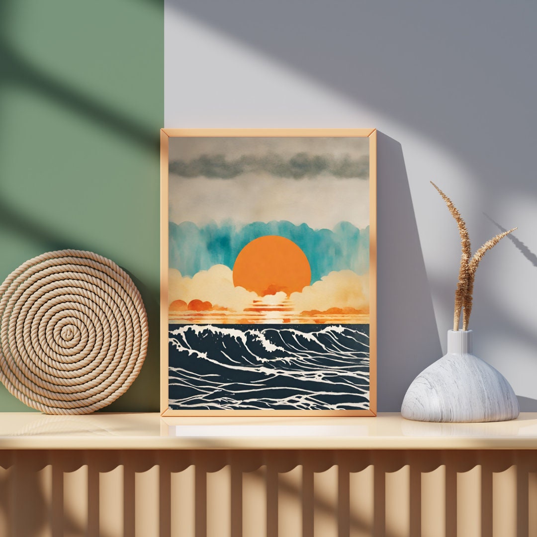 Ocean Waves Print Beach Poster Sunrise Ocean Beach Sunrise Print Ocean ...