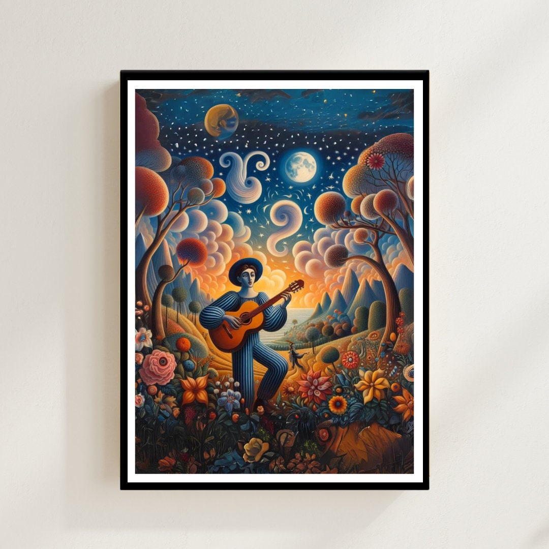 Henri Rousseau Style Exhibition Poster Guitar Print Gift for Musician ...