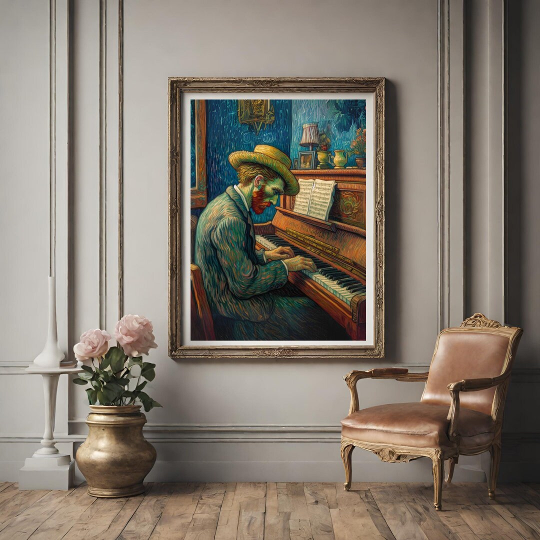 Van Gogh Starry Night Poster Altered Art Print Piano Print Gift for ...