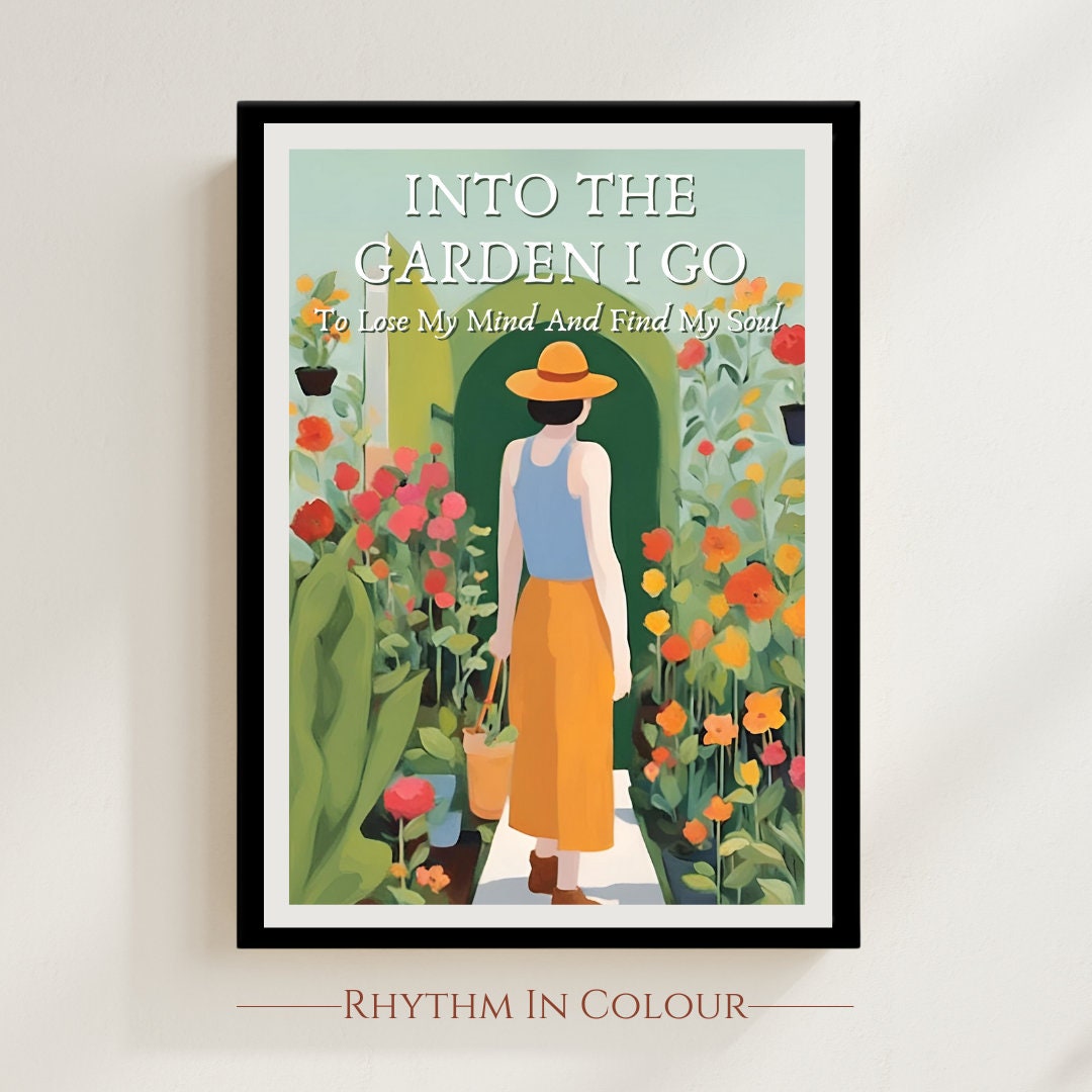 Gardening Print Minimalist Garden Poster Into the Garden I Go Painting ...