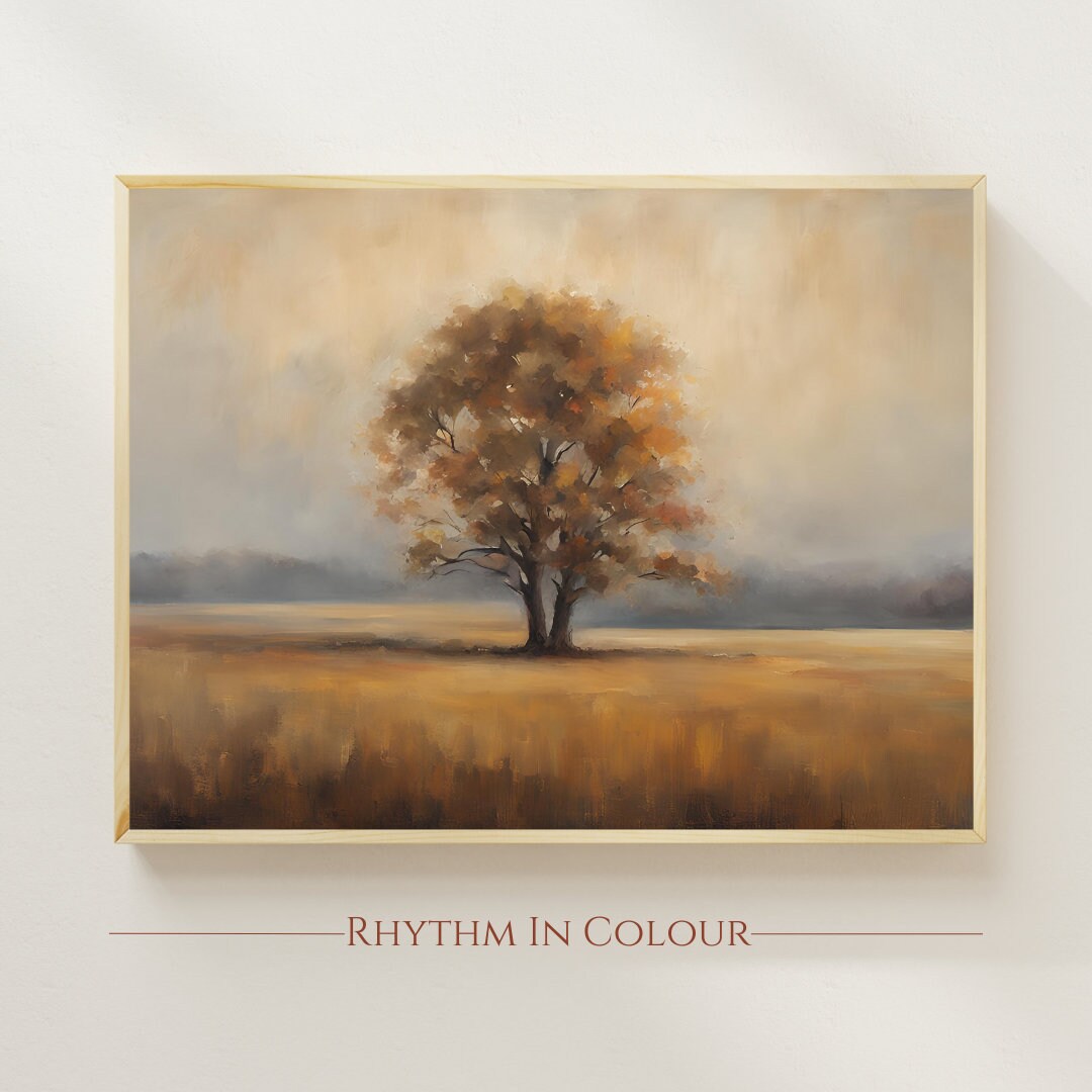 Antique Autumn Tree Landscape Art Print: Moody Countryside Wall Decor ...