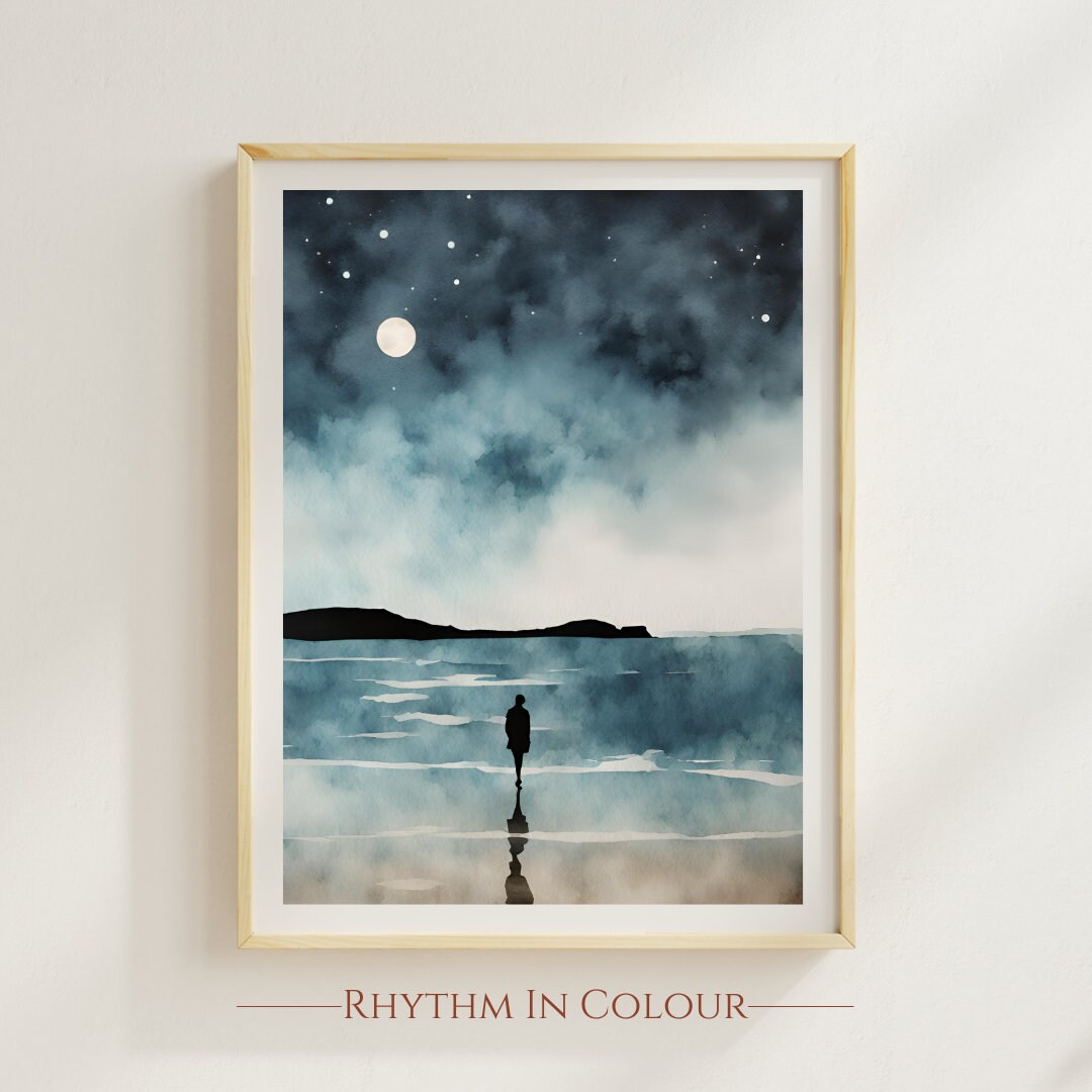 Ocean Print Beach Poster Night Ocean Waves Aerial Ocean Wall Art ...