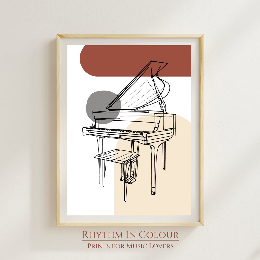 Piano Line Drawing Poster Minimalist Wall Art Music Print Gift for ...