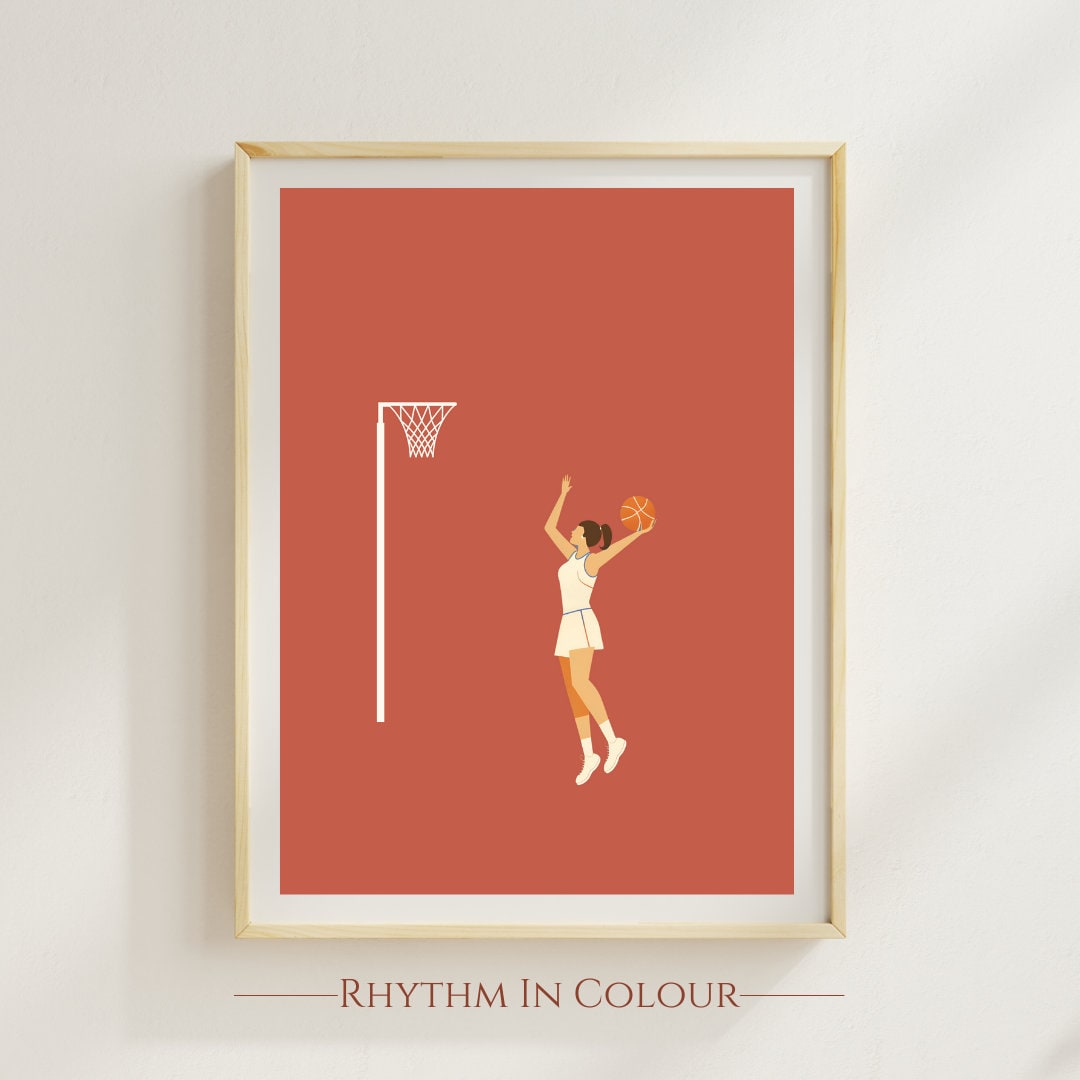 Netball Player Art Print: Minimalist Sports Poster - Etsy
