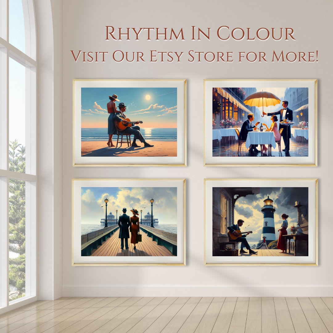 Vintage Print Nostalgic Poster Romantic Print Romantic Couple Painting ...