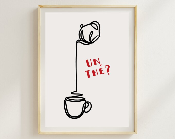 Cafe Line Art Tea Print Un the French Tea Print Minimalist Kitchen Art ...