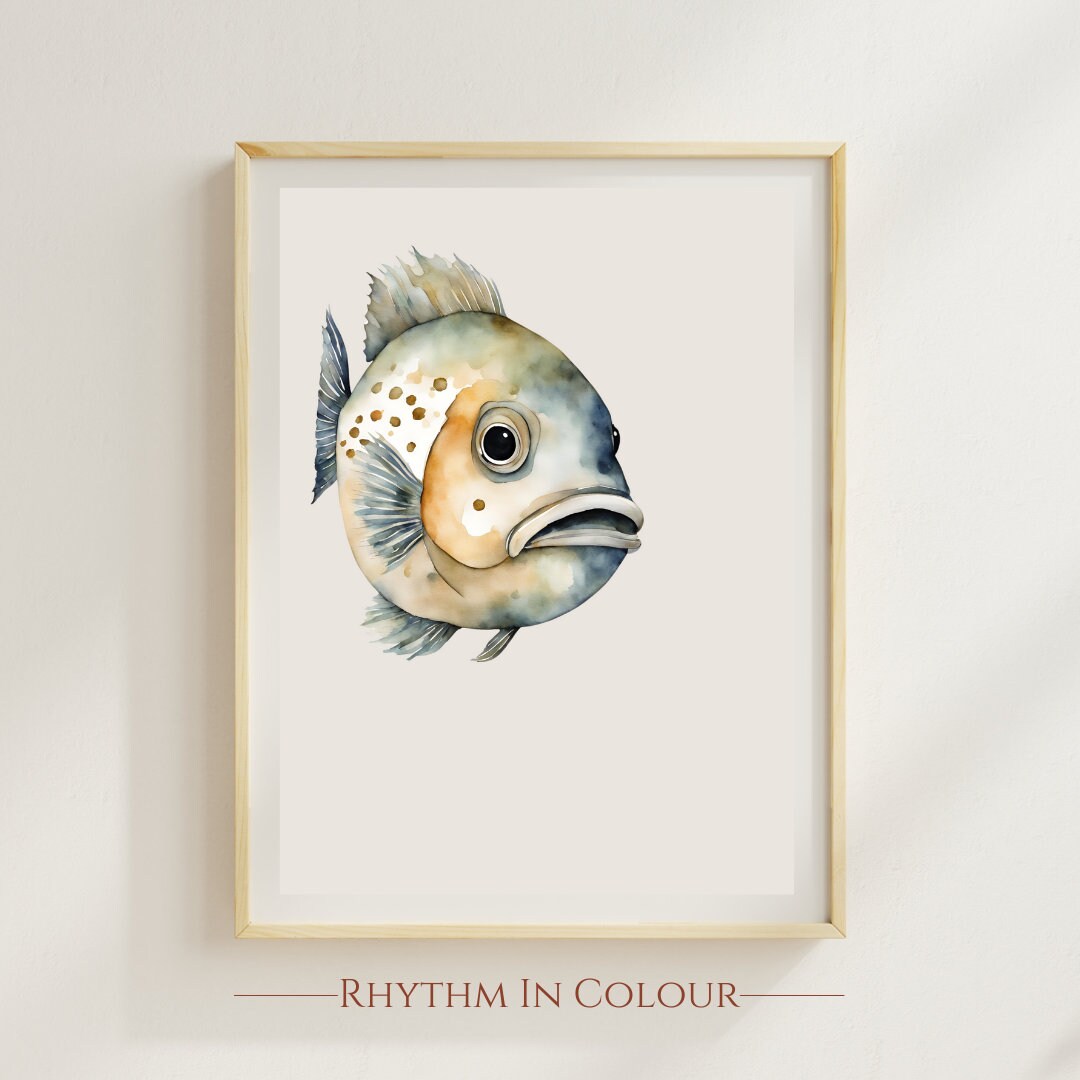 Puffer Fish Minimalist Posters Blue Coastal Wall Decor Sea Life Marine ...