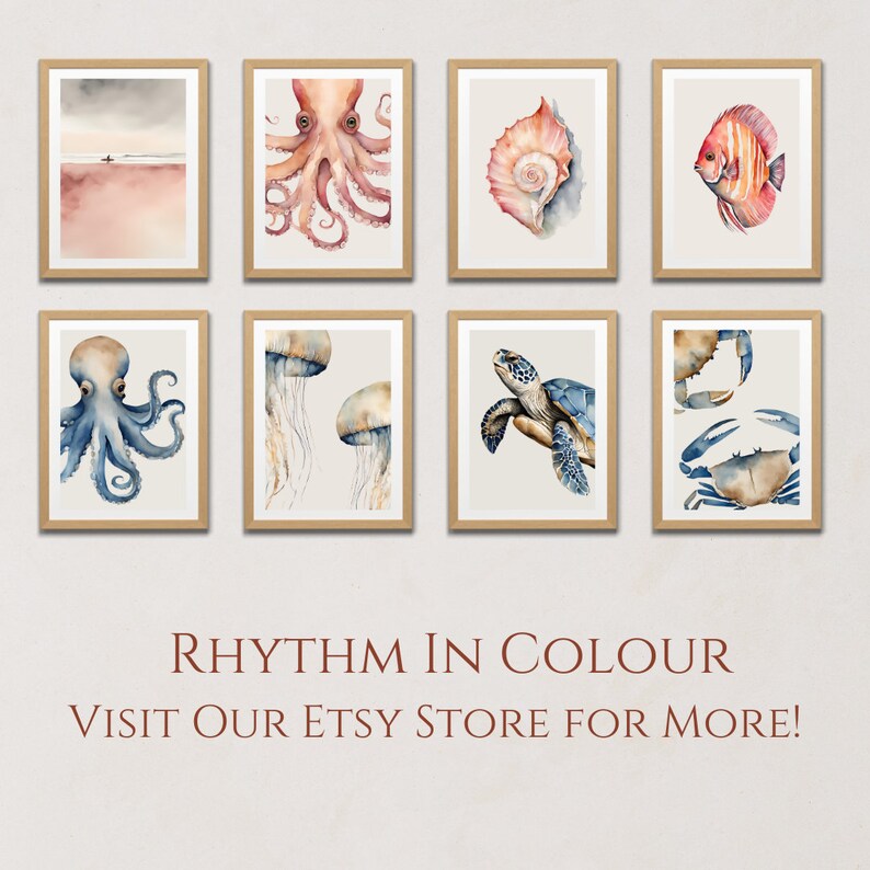 Surf Minimalist Poster Coastal Wall Decor Beach Art Sea Life Marine ...