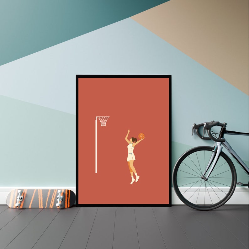 Netball Player Art Print: Minimalist Sports Poster - Etsy