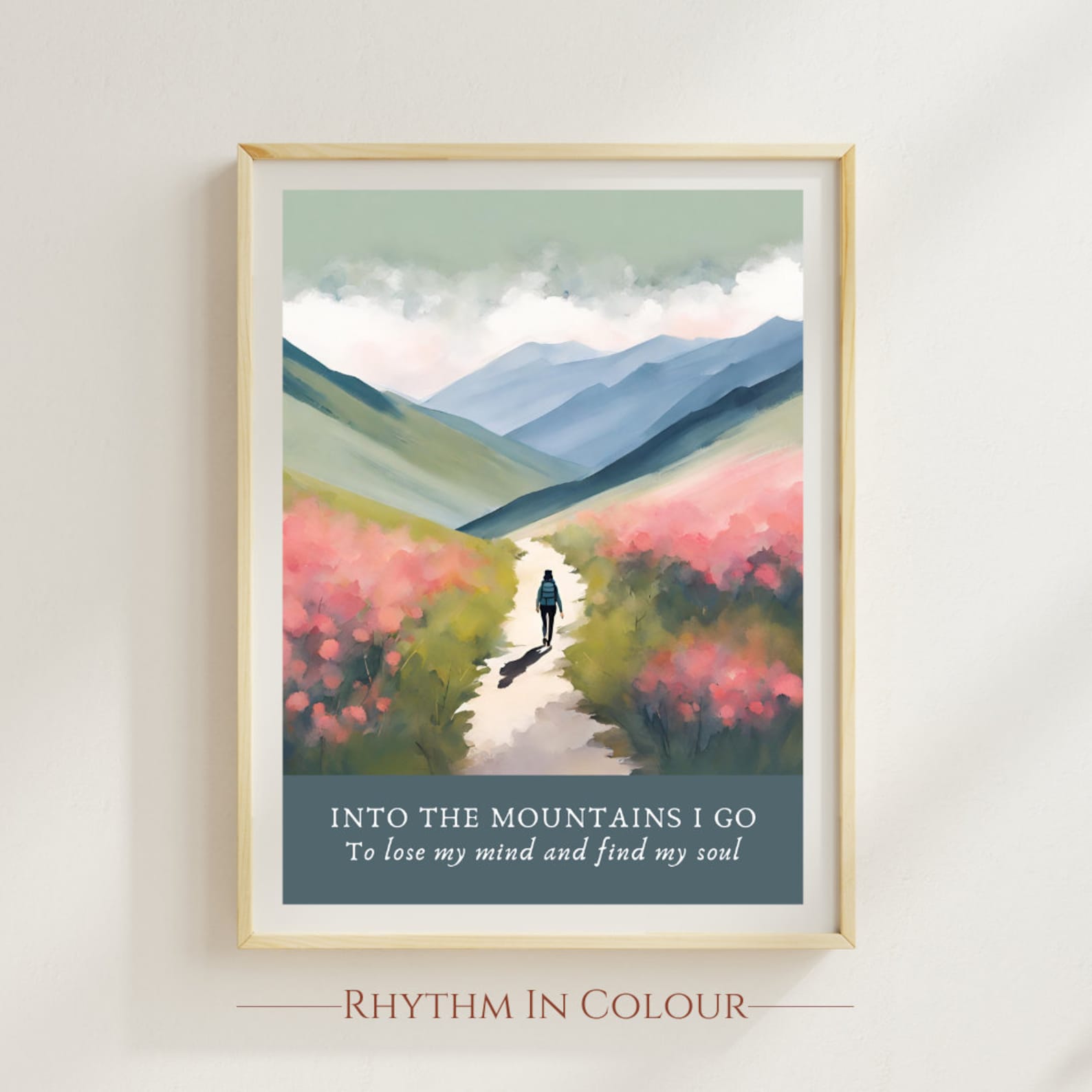 Hiking Print Mountains Poster Walking Print Travel Poster Nature Art ...