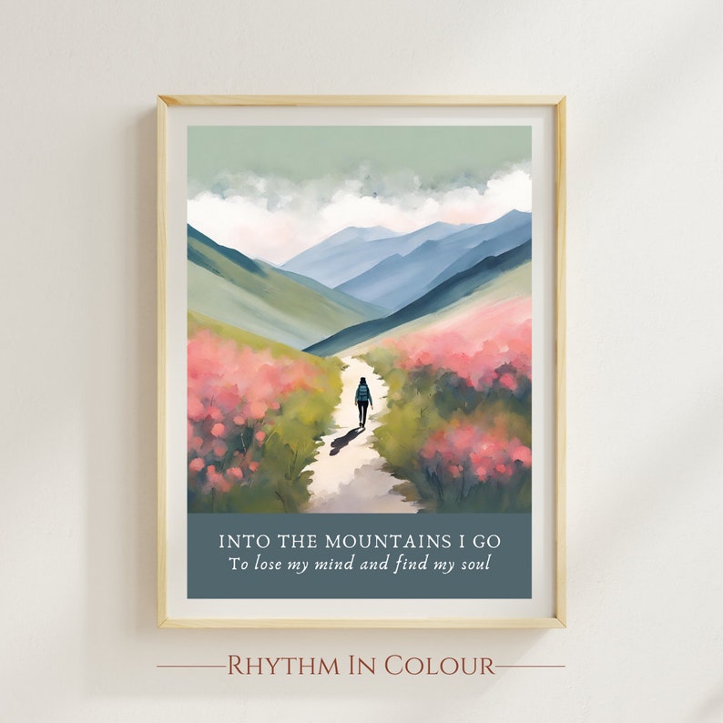 Hiking Print Mountains Poster Walking Print Travel Poster Nature Art ...