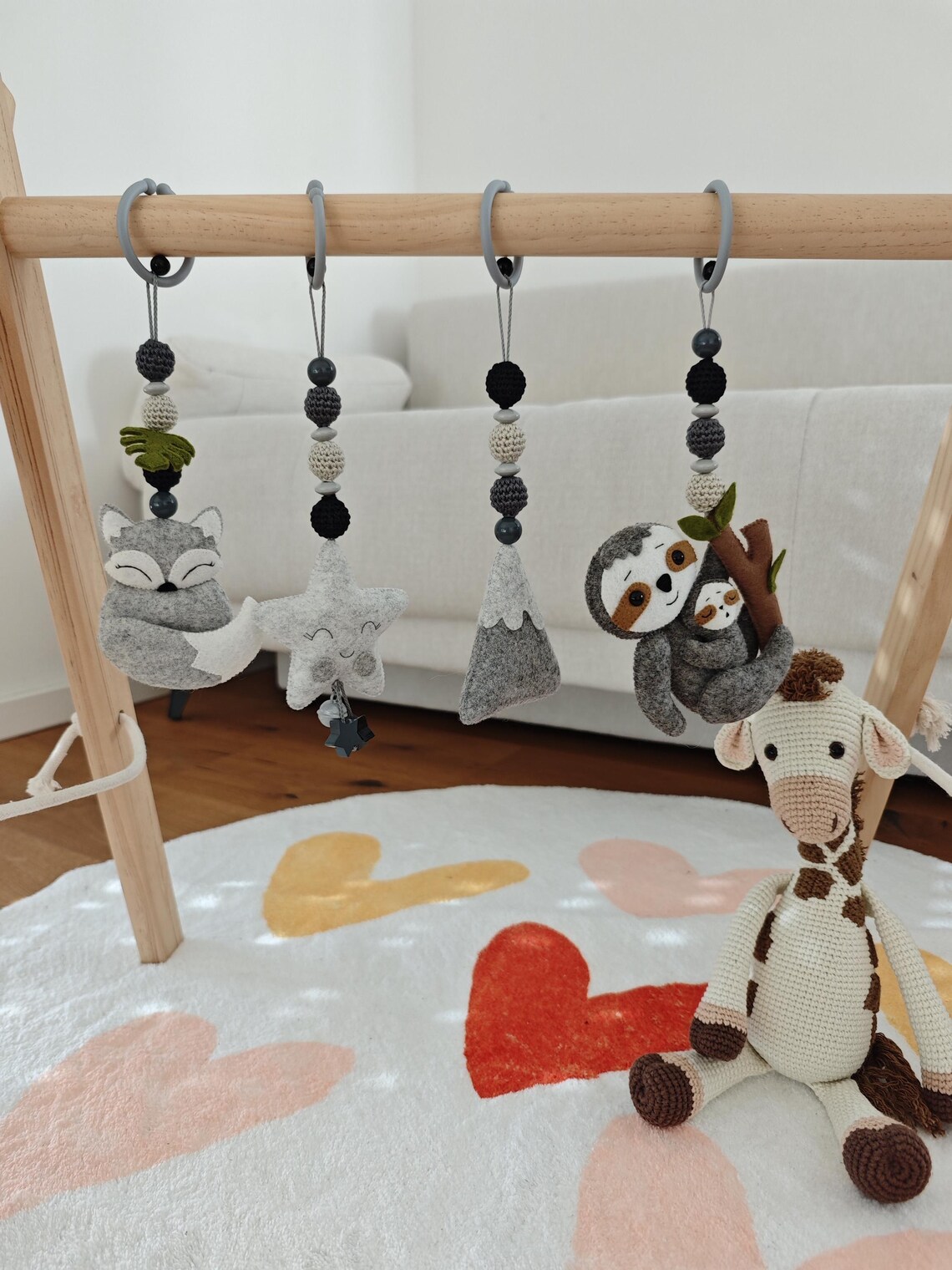 Wooden Play Arch, Baby Toy, Wooden Baby Gym, Mountain Sloth Pendant - Etsy