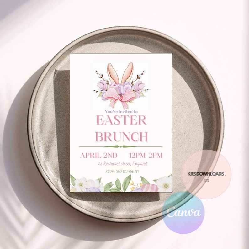 Floral Easter Brunch Invitation, Easter Brunch Invite, Easter ...