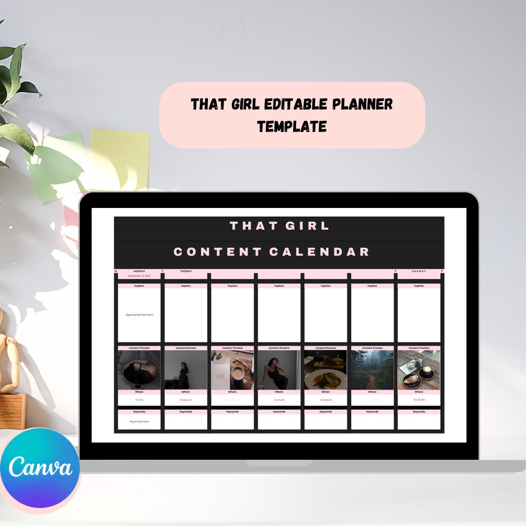 Simple Social Media Planner and Calendar Daily Content Planning Weekly ...