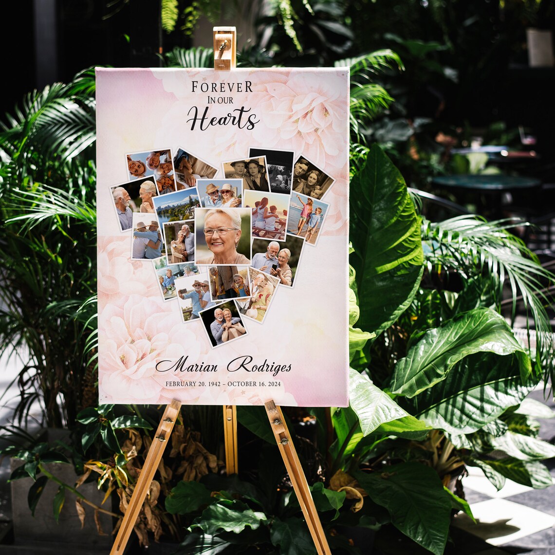 Celebration of Life Heart Sign, Funeral Welcome Sign Heart Photo ...