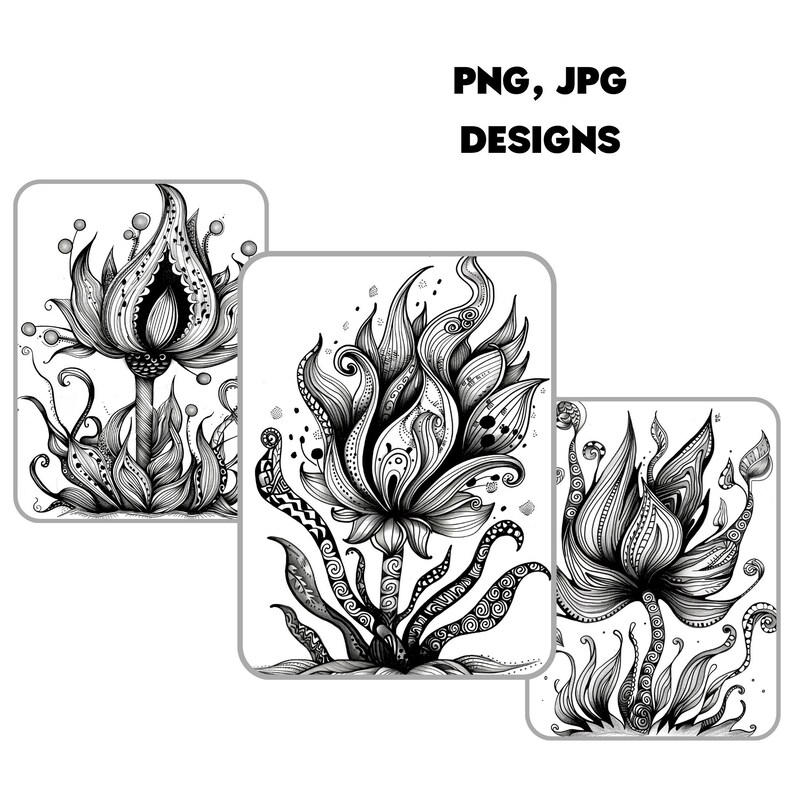 Flame Flower Zentangle Patterns, Tutorials & Worksheets (digital ...