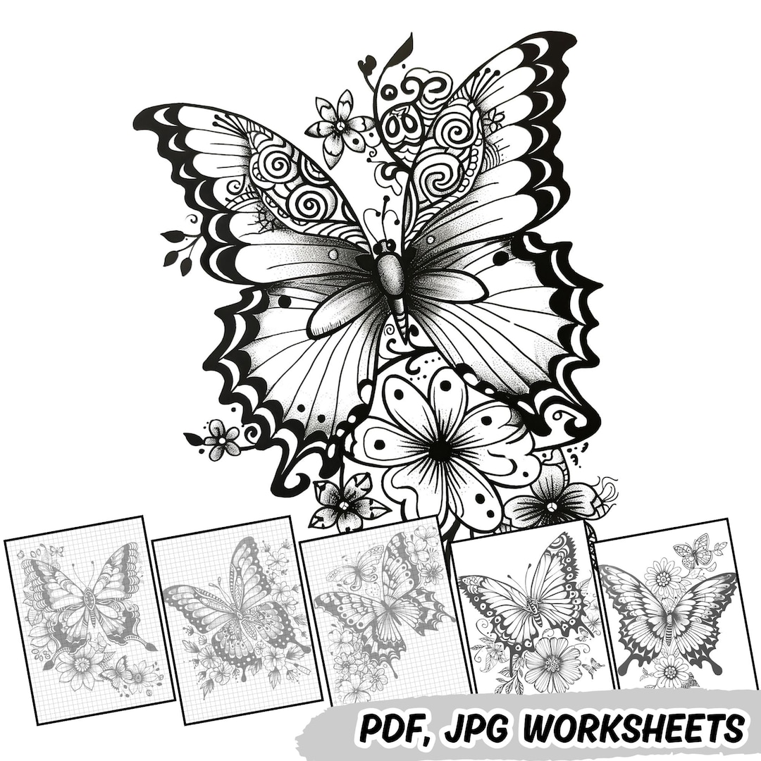 Butterfly Zentangle Art - Printable Coloring Pages & Tracing Sheets ...