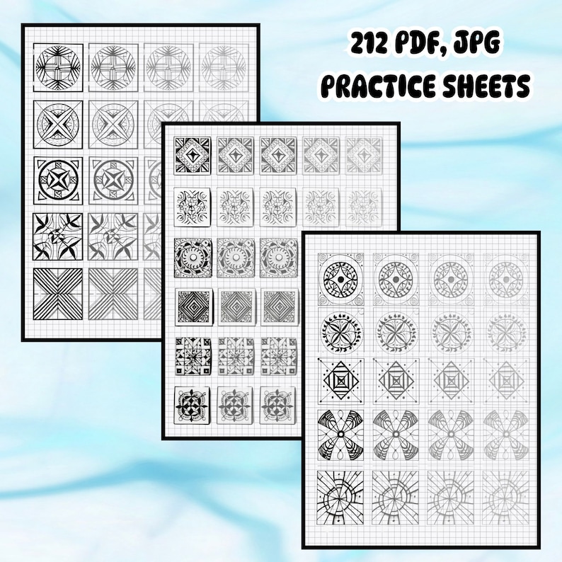 1000+ Zentangle Design Practice Sheets, Zen Art Worksheets (digital ...