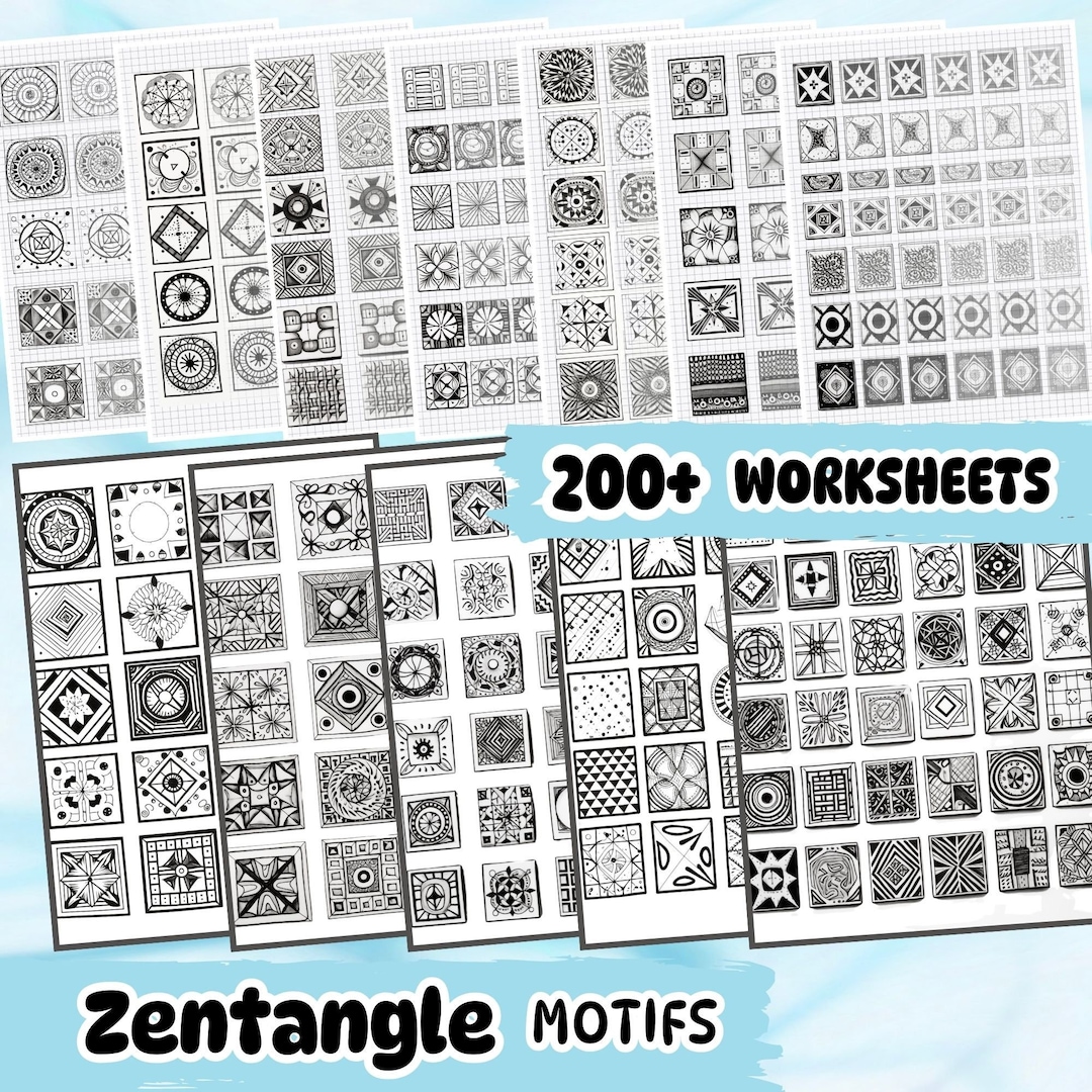 Zentangle With 1000+ Design Practice Sheets and Creative Worksheets ...
