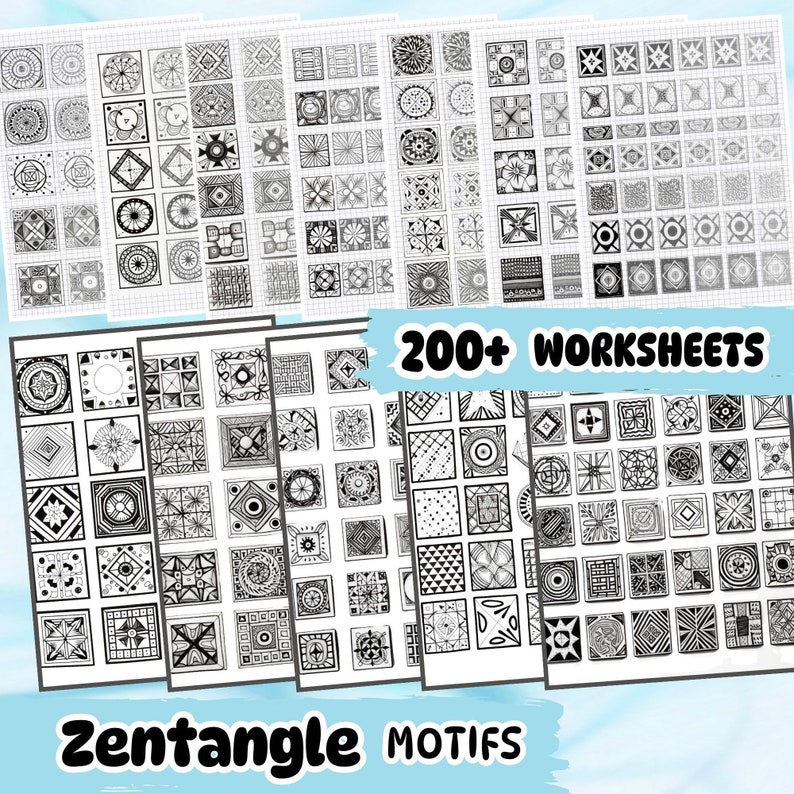 Zentangle With 1000+ Design Practice Sheets and Creative Worksheets ...