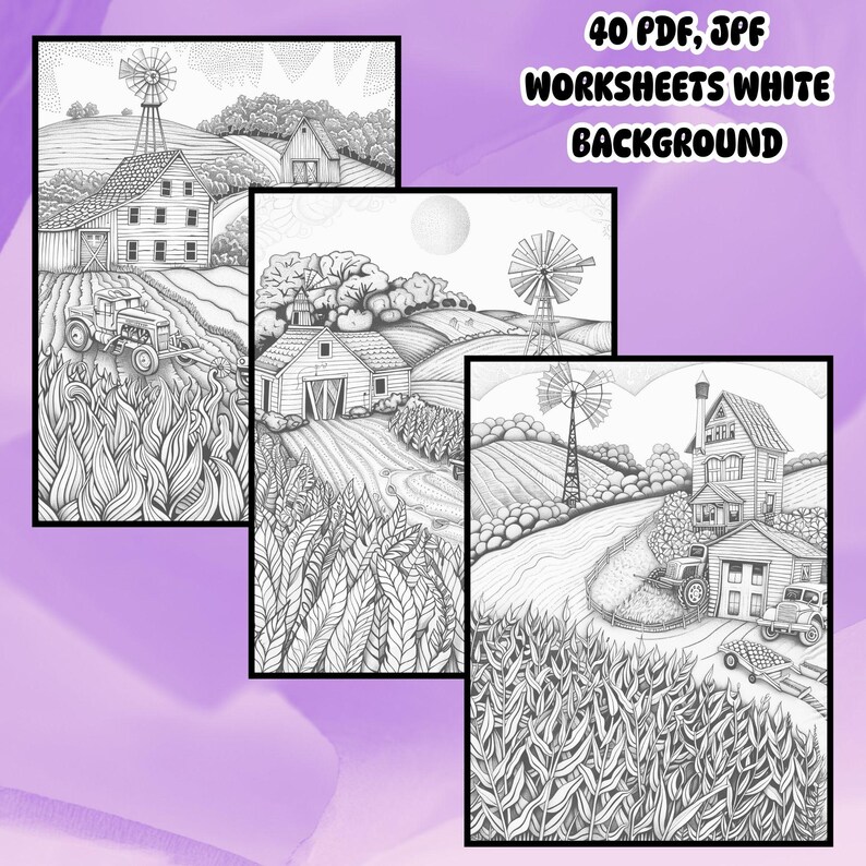 Zentangle Farmhouse Coloring Pages, Zentangle Patterns (PDF PNG) - Etsy