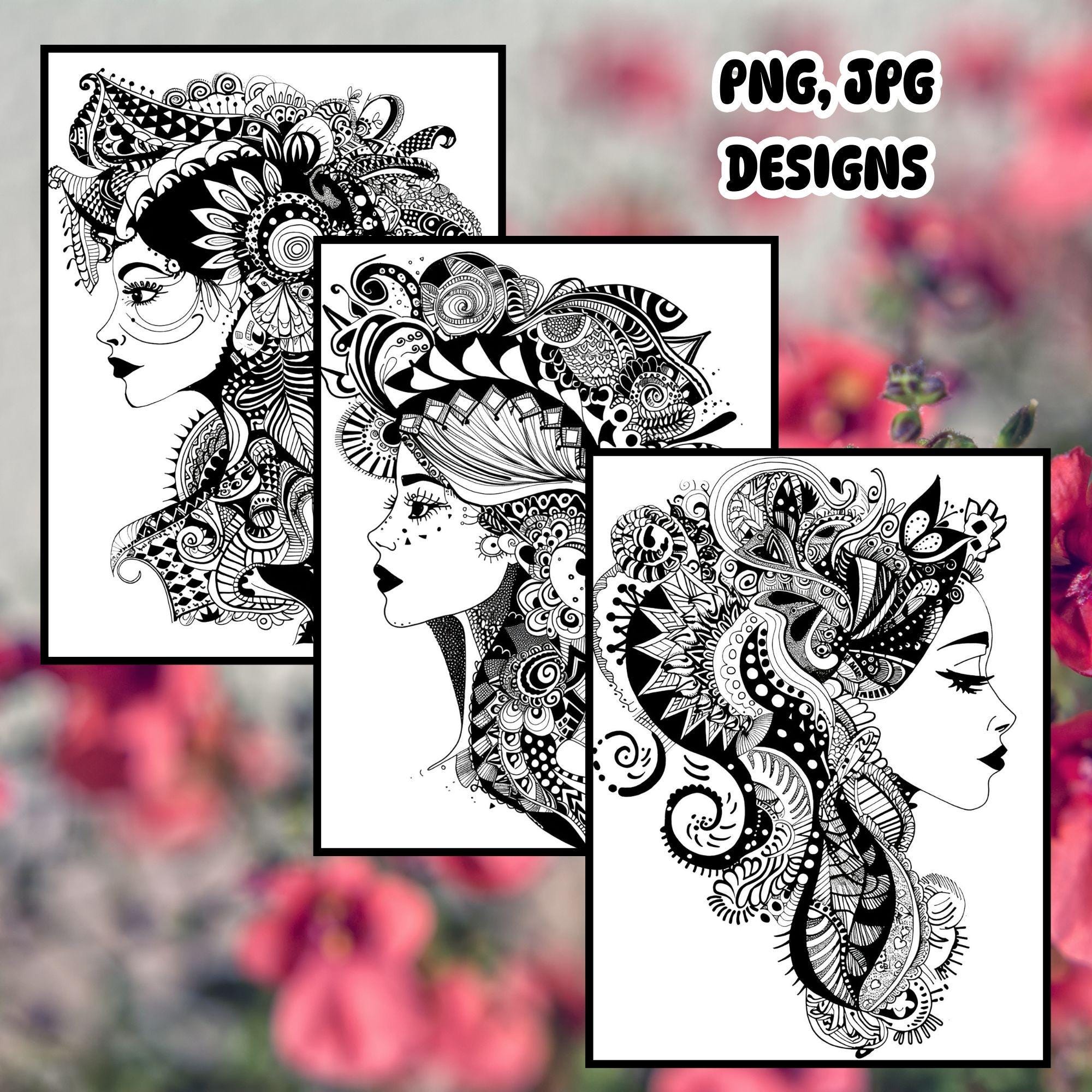 Zentangle Patterns for Unique Women's Hair Designs: Explore Intricate ...