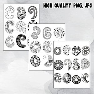 Zentangle With Printable PDF Worksheets, PNG and JPG Formats Step by ...