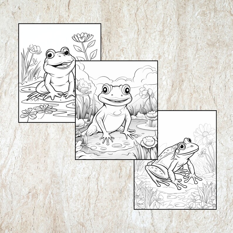 Adorable Frog Coloring Pages for Kids, Calming Coloring Book ...