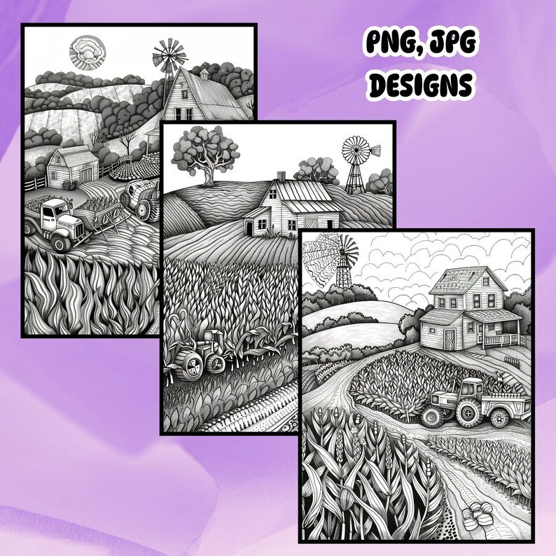 Zentangle Farmhouse Coloring Pages, Zentangle Patterns (PDF PNG) - Etsy