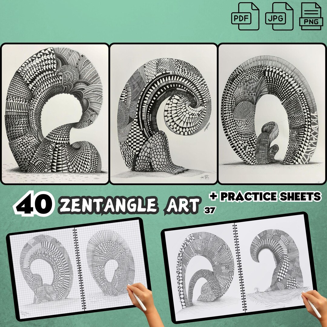 Zentangle Art Practice Sheets - Ink-inspired Mandala Patterns for ...