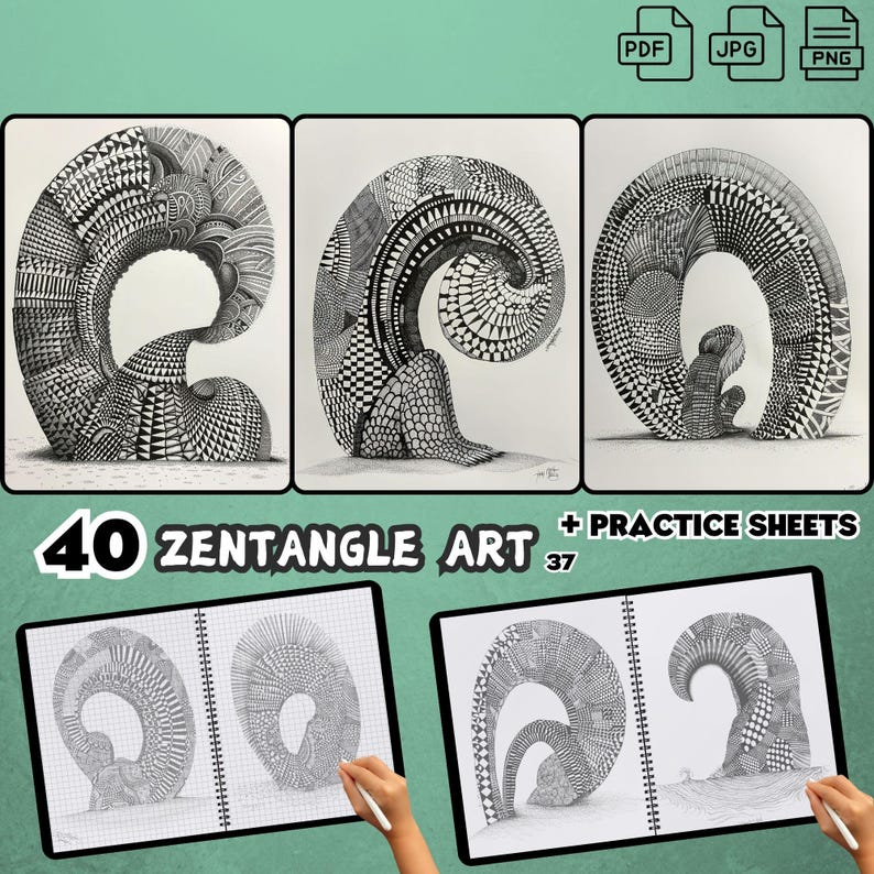 Zentangle Art Practice Sheets - Ink-inspired Mandala Patterns for ...