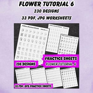 Pattern Drawing Tutorial, Drawing Guide for Beginners, Tangle Flower Designs, Training Set, Big ...